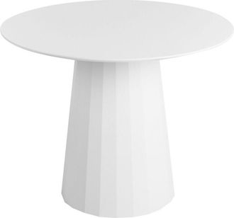 Beliani Esstisch Wei&szlig; MDF-Tischplatte Rund &oslash; 100 cm mit S&auml;ulenfu&szlig; Stahl f&uuml;r 4 Personen Minimalistisch Modernes Design Esszimmer Ausstattung M&ouml;bel
