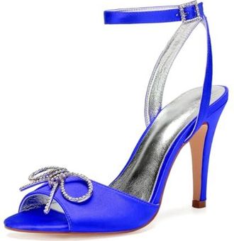 Generic Chaussures De Mariage &Agrave; Talon Haut Sandales &Eacute;l&eacute;gant Bout Ouvert Sexy Mari&eacute;e Dress F&ecirc;te High Heels 10.5Cm,Bleu,36 EU