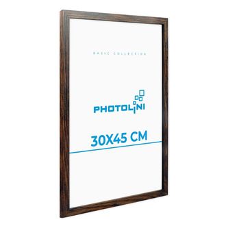 Photolini Bilderrahmen 30x45 Eiche Dunkel aus MDF-Holz Poster-Rahmen, bruchsicheres Acrylglas, zum Aufhängen, extra Zubehör - für Fotos & Poster