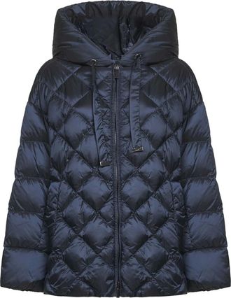 Max Mara Femme, Vestes, Bleu, Taille: 36 FR Manteau en duvet de nylon iridescent avec capuche