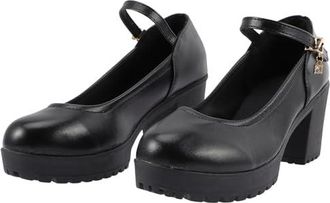 Holibanna GLEAVI Escarpins pour Femmes &agrave; Talons Hauts Bride &agrave; Boucle Bout Rond et D&eacute;collet&eacute; Bas Couleur Noire Taille 38 Chaussures &Eacute;l&eacute;gantes Antid&eacute;rapantes en P