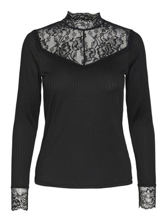 Vero Moda Y.A.S Damen YASBLACE LS TOP S. NOOS Langarmshirt, Black, Medium