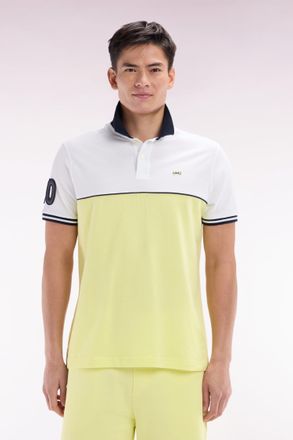 Eden Park Polo &Agrave; Manches Courtes Bicolore En Coton Jaune Et Blanc Coupe D&eacute;contract&eacute;e