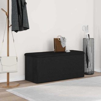 vidaXL Vidaxl - Banc de Rangement Ch&ecirc;ne noir 102 x 42 x 45 cm Bois ding&eacute;nierie