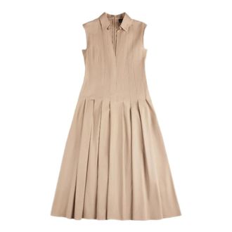 Fay &Auml;rmelloses Midikleid mit Falten - - Dresses - Damen - Beige - M