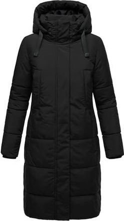 Marikoo Laryaa Manteau dhiver chaud matelass&eacute; long en mat&eacute;riau recycl&eacute; avec capuche amovible Laryaa XVI S-3XL, Noir, XXL
