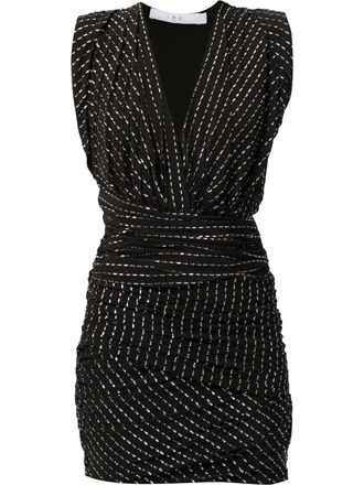 Iro robe courte fronc&eacute;e &agrave; effet m&eacute;tallis&eacute; - Noir