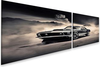 Islandburner Bild auf Leinwand Majestätisches Schwarz Weiß Foto von Mustang Shelby Bilder Wandbilder Poster