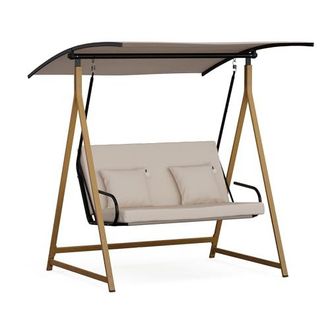 Blumfeldt ZenGrove Balancelle Jardin - 2 Places Extérieur avec Toit Réglables, Cadre Acier 160kg, Coussin Épais, Résistant Intempéries