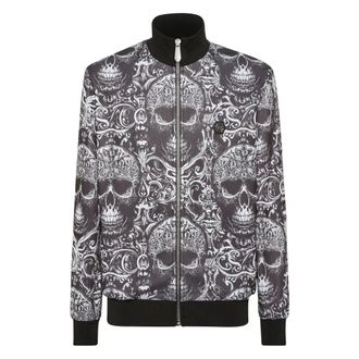 Philipp Plein Homme, Sweatshirts et sweats &agrave; capuche, Noir, Taille: XL Veste de surv&ecirc;tement All-Over Skull