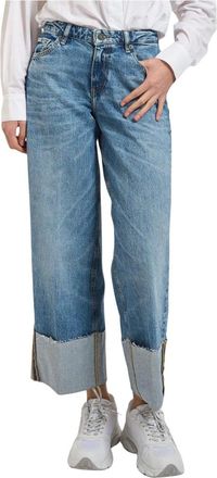 Guess Femme, Jeans, Bleu, Taille: W32 Pantalon Large avec Revers