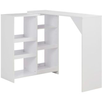 vidaXL Bartisch mit Beweglichem Regal Wei&szlig; 138x39x110 cm - Vidaxl