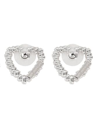 Self Portrait Crystal Heart Earrings - Silver