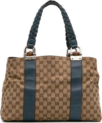 Gucci Shopper - GG Canvas Bamboo Libeccio Tote - Gr. unisize - in Braun - für Damen