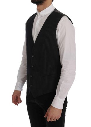 Dolce & Gabbana Mens Gray Staff Cotton Striped Vest Clothing