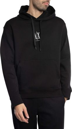 A|X Armani Exchange Icon Project, Embroidered Logo Sweatshirt mit Kapuze f&uuml;r Herren, Schwarz, XXL