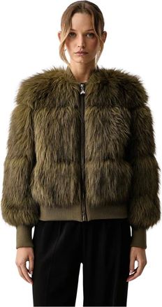 Patrizia Pepe Veste courte en fausse fourrure - Femme - Vestes - Vert - Taille: 40 FR