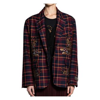 5 Progress Femme, Vestes, Rouge, Taille: 36 FR 17193 Blazer &agrave; carreaux