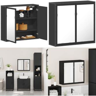 vidaXL vidaXL Armoire à miroir de salle de bain noir bois dingénierie