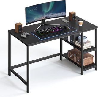 Vasagle Bureau avec Rangement, Table dOrdinateur, avec 2 &Eacute;tag&egrave;res R&eacute;versibles, Poste de Travail, pour T&eacute;l&eacute;travail, Salon, Cadre en Acier, Style Industriel, No