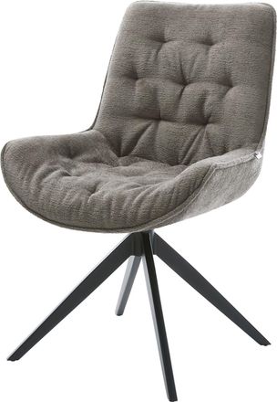 DELIFE Esszimmerstuhl Taimi-Flex Kreuzgestell breit Schwarz Bouclé Soft Schlamm 360° drehbar Wippfunktion