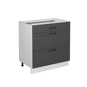 Vicco Meuble de Rangement de Salle de Bain Fame-Line, Anthracite/Blanc, 80 x 81.6 cm avec 3 tiroirs, sans Plan de Travail