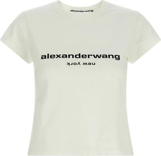 Alexander Wang Femme, Tops, Blanc, Taille: 36 FR Logo Baby Tee