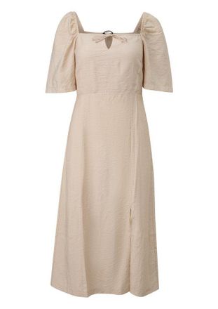 QS by s.Oliver Midikleid Kleid Viskosemix-Kleid mit Smok-Detail