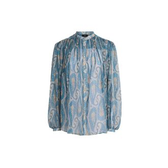 Etro Femme, Blouses et Chemises, Multicolore, Taille: 36 FR Chemise Pliss&eacute;e &Agrave; Col Mao