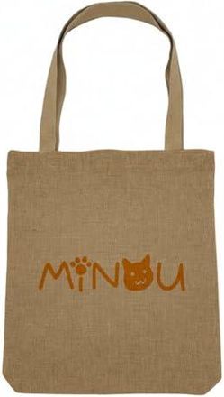 Fabulous Sac Shopping Tote Bag Aspect Lin - Minou Chat Chaton Animaux Mignon - Sac de Courses Toile Epaisse 360g Beige Naturel Cabas Port&eacute; Epaule Solide Imprim