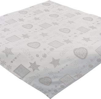 Hossner Tischdecke Weihnachten 100 x 100 Mitteldecke Landhaus Silber Bestickt Tischwäsche Tischdekoration Stoff Waschbar