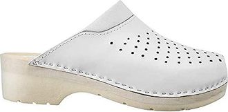 Estro & Luminara Sabots Femme en Cuir Chaussures Hôpital Mules Femmes Sabots Orthopédiques CDL02 (40, Blanc 2)