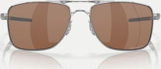 Oakley Gauge 8 rechteckige polarisierte Sonnenbrille mit braun verspiegelten Gl&auml;sern in poliertem Chrom-Grau