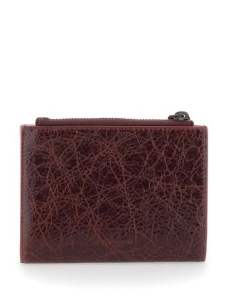 Balenciaga Womens Card Holder Le City Bordeaux Leather Accessory