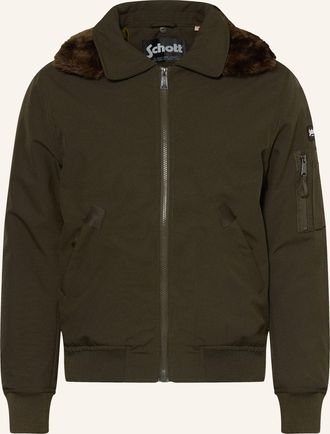 Schott NYC Schott Nyc Blouson Mit Abnehmbarem Kunstfell-Kragen gruen