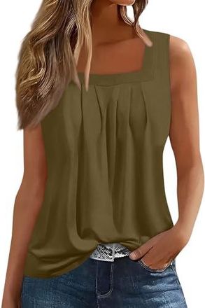 Generic Debardeur Femme Chic et &eacute;l&eacute;gant Chemisier sans Manche D&eacute;bardeur Crop Top Ete Haut Chic et Elegant Caraco Vetement Femme Tee Shirt sans Manche Fluide A