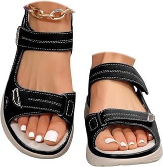 Generic Sandales orthop&eacute;diques larges pour femme 2026, style boh&egrave;me d&eacute;contract&eacute;, plat, &agrave; bout ouvert, &agrave; plateforme florale, couleur unie, &agrave; enfiler, d&eacute;contrac