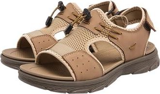 Generic Sandales de trekking en cuir pour homme - Antidérapantes - Bout ouvert - Pieds larges - Chaussures de randonnée - Sandales dété légères - Sandales de 