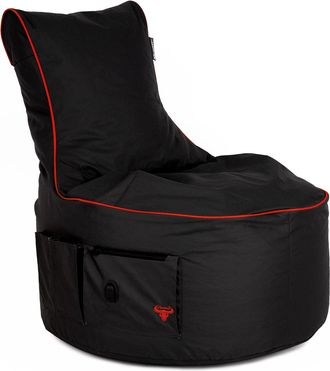 BuBiBag XXL Sitzsack Riesensitzsack 90x75x80cm - Gaming Sessel f&uuml;r Erwachsene & Kinder - Waschbar & mit EPS F&uuml;llung - Farbe (Schwarz - Feuerrot)