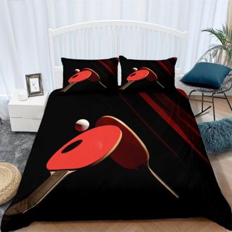 Generic Bettw&auml;sche 135x200 Tischtennis Bettbezug 3D Druck Tischtennis Bettbez&uuml;ge Kuschelig Weich Mikrofaser Deckenbezug 135x200 cm mit Rei&szlig;verschluss + 1 Kiss