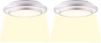 Brilliant Luciano LED Deckenleuchte rund 28 cm aluminium/wei&szlig; - Deckenlampe f&uuml;r Wohnzimmer, Schlafzimmer, Flur & K&uuml;che - warmwei&szlig;es Licht - 12 W (Packung mit 2)