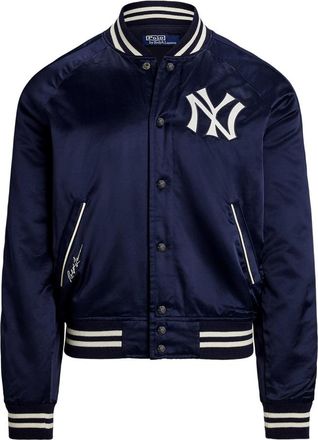Ralph Lauren Collegejacke mit New York Yankees-Aufn&auml;her und Streifenakzenten in