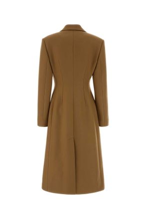 Balenciaga Womens Biscuit Wool Blend Coat Camel Cappotti