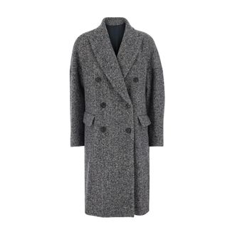Brunello Cucinelli Zweireihiger Mantel - - Coats - Damen - Grau - S