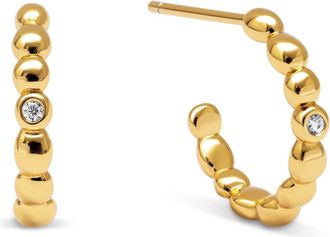 Singularu Creolen Pebble Spark. Messing mit 18Kt Vergoldung und Zirkonia. Schmuck für Damen