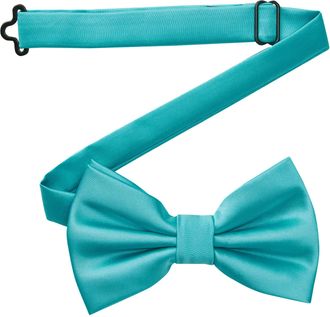 DonDon Fliege Herren handgefertigt Seiden-Look 12 x 6 cm Fliege T&uuml;rkis