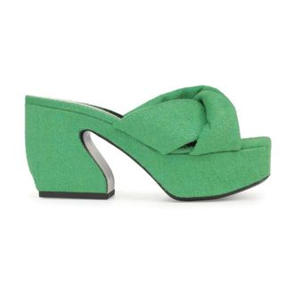 Sergio Rossi Plateau-Mules im Sponged-Stil - - Shoes - Damen - Gr&uuml;n - 38 1/2 EU