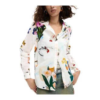 Desigual Femme, Blouses et Chemises, Multicolore, Taille: 36 FR Floral Pattern Long Sleeve Cotton Shirt