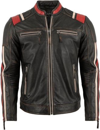 Jilani Lederjacke MD-3 Jilani - Herren Lederjacke Bikerjacke Racing Lammnappa schwarz