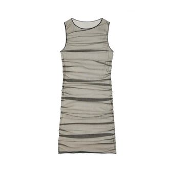 Patrizia Pepe Figurbetontes Minikleid mit T&uuml;lldrapierung - - Dresses - Damen - Grau - XS